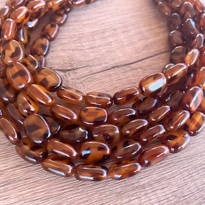 Tortoise Shell Statement Necklace Lucite Beaded Necklace Chunky Multi ...
