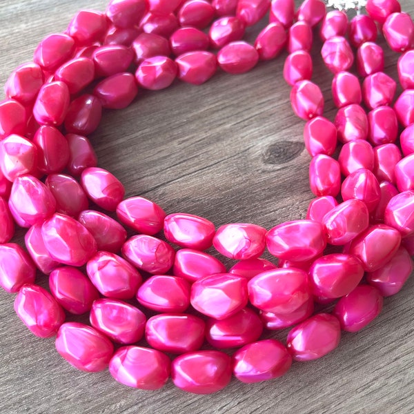 Bright Pink Necklace - Etsy