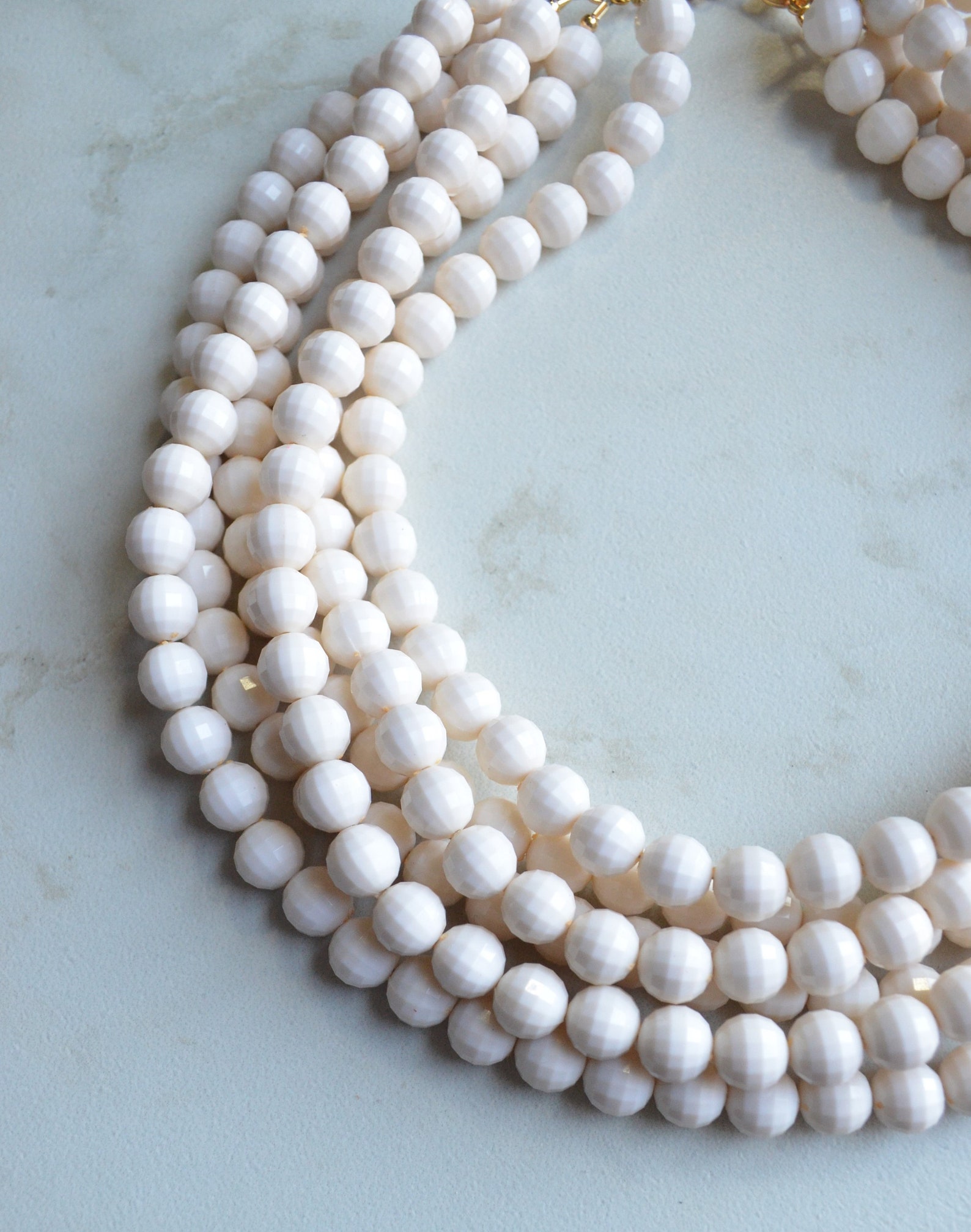 Ivory Statement Necklace Beaded Acrylic Necklace Lucite | Etsy