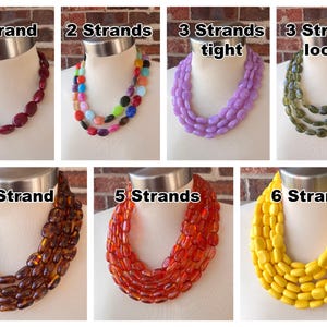 Tortoise Shell Statement Necklace, Acrylic Bead Necklace, Lucite Chunky ...