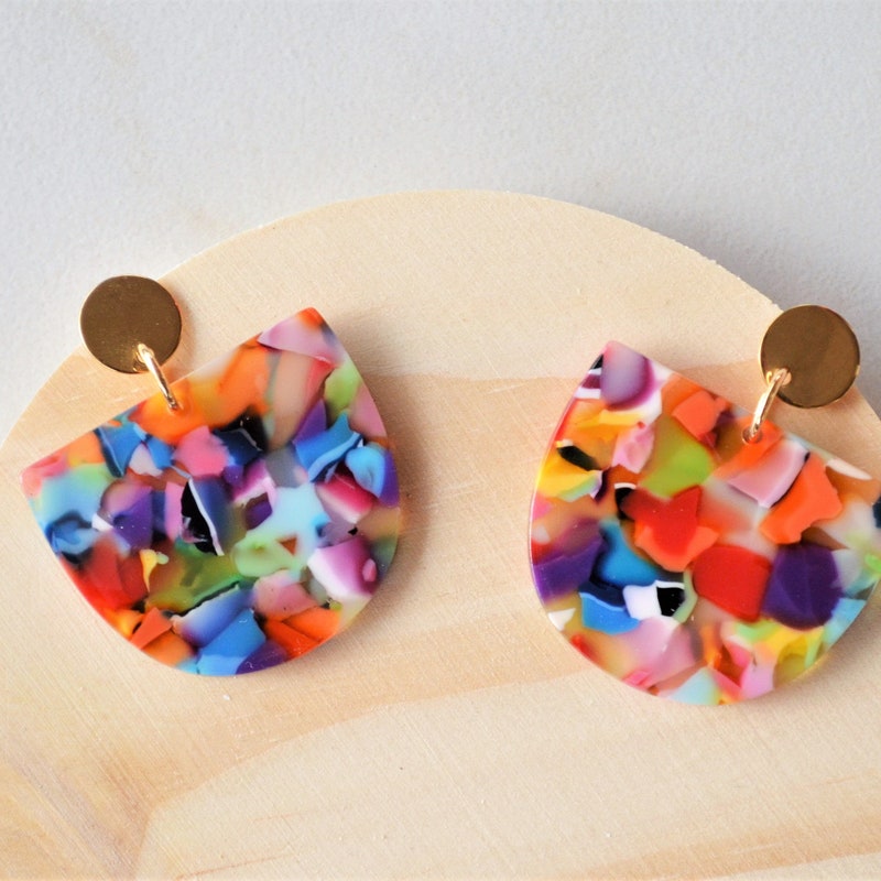 Large Colorful Earrings - Etsy