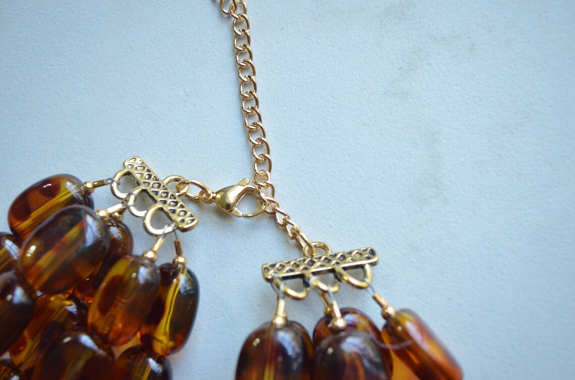 Tortoise Shell Brown Black Statement Lucite Beaded Chunky - Etsy
