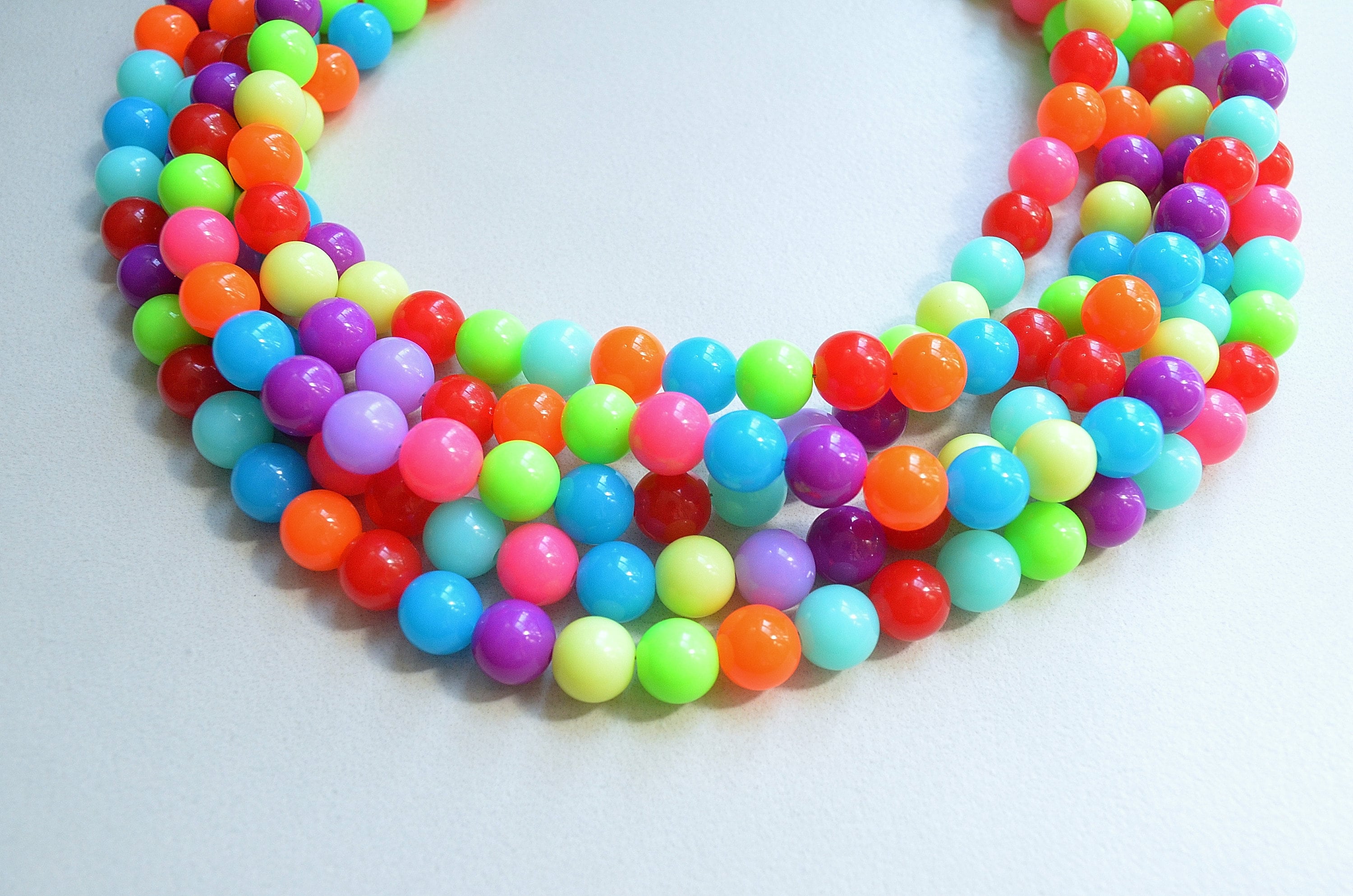 Neon Statement Necklace Multi Color Bead Necklace Chunky | Etsy
