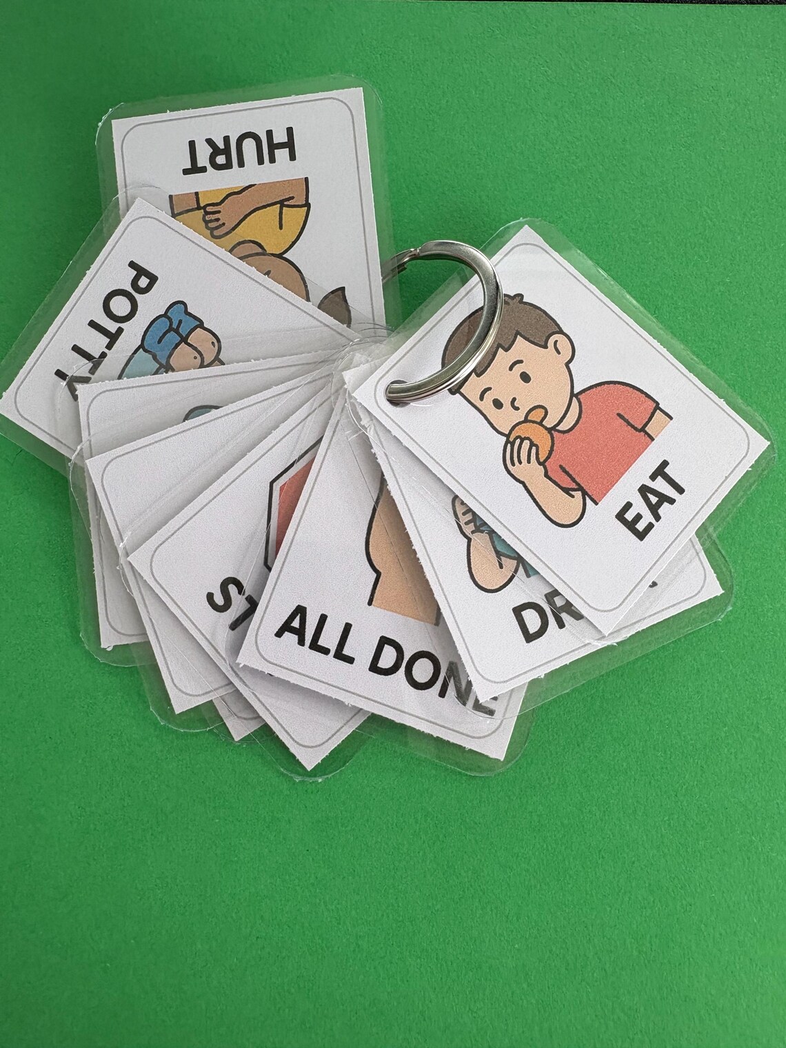 Pocket-sized PEC Learning Cards on Keyring - Needs - Speech Therapy Aid ...