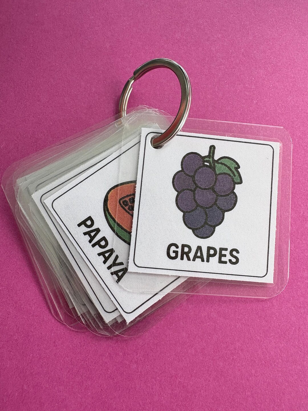 Pocket-sized PEC Learning Cards on Keyring - Fruits - Speech Therapy ...