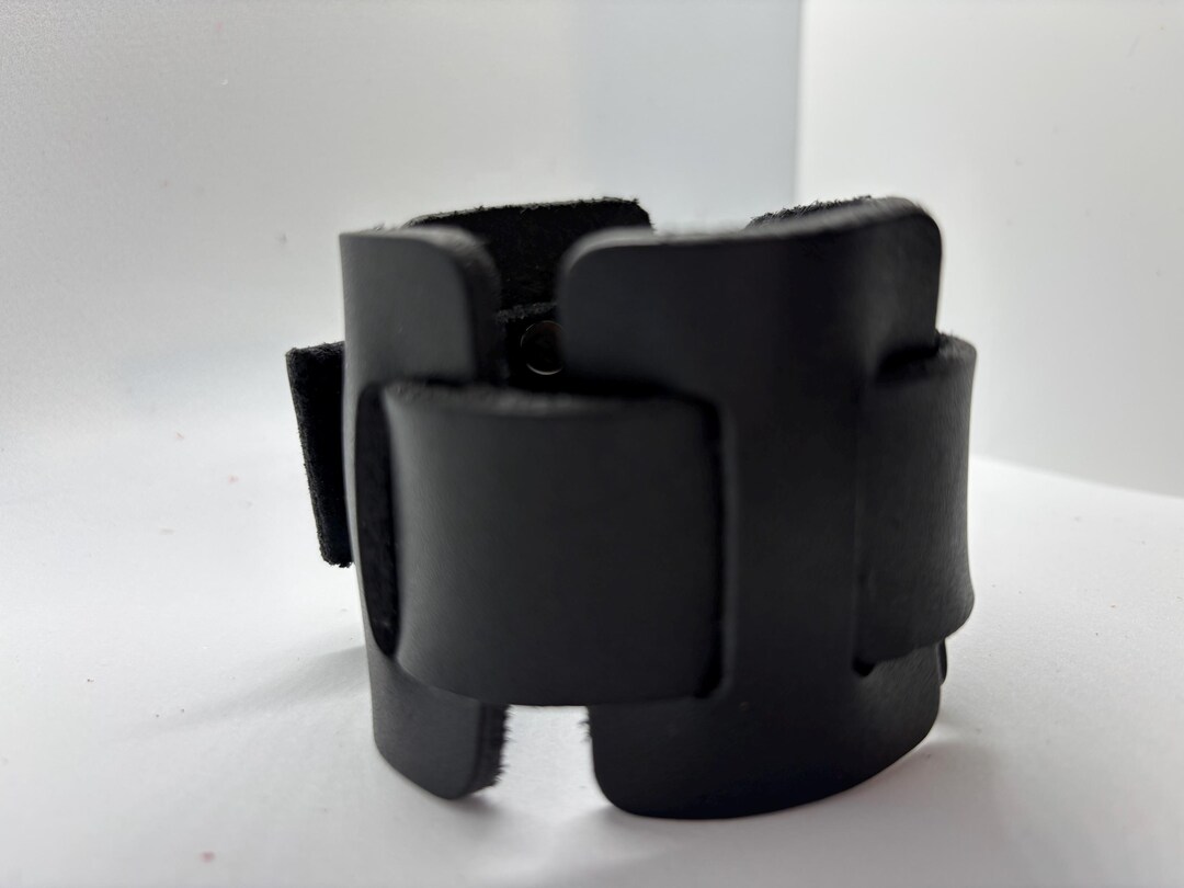 Black Leather Slide Cuff - Etsy