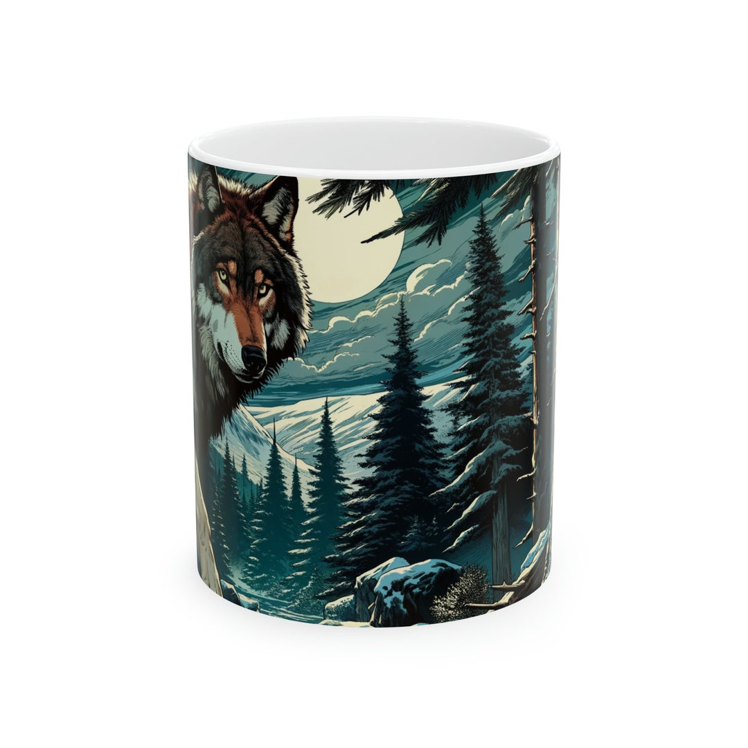 Lone Wolf Etsy Picks: Unique Comic Book Style Animal Mugs for Coffee and Collectibles - Etsy
