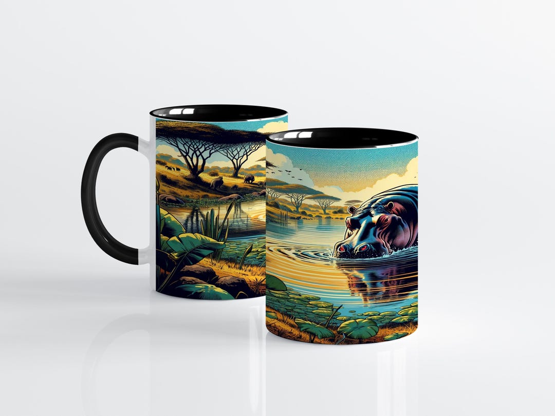 Double Hippo Coffee Mug | Fun Wildlife Lover Gift | African River Giant ...