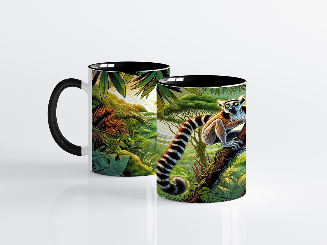 Cute Lemur Coffee Mug | Charming Wildlife Lover Gift | Tropical Jungle ...