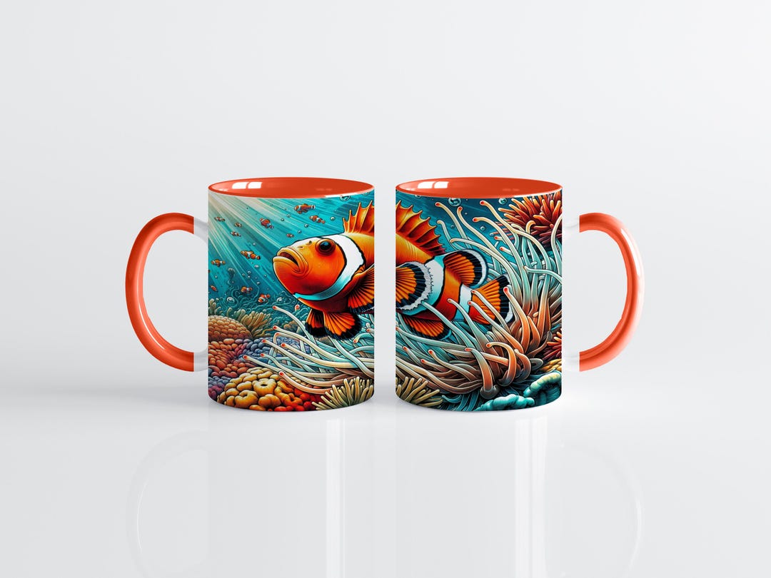 Clownfish Tea Cup | Bright Tropical Fish Lover Gift | Exotic Coral Reef ...