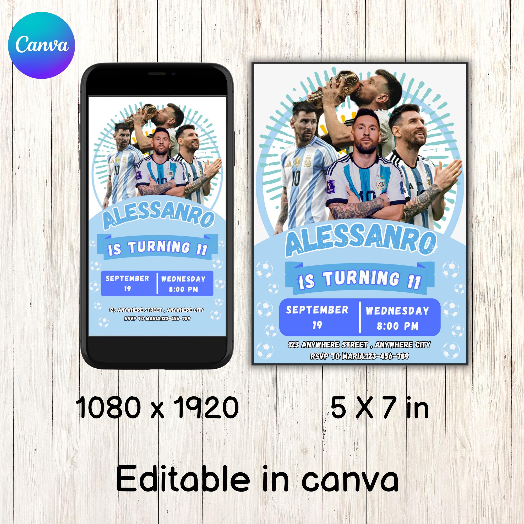 Messi Birthday Invitation, Messi Invitation, Argentine Soccer-themed ...