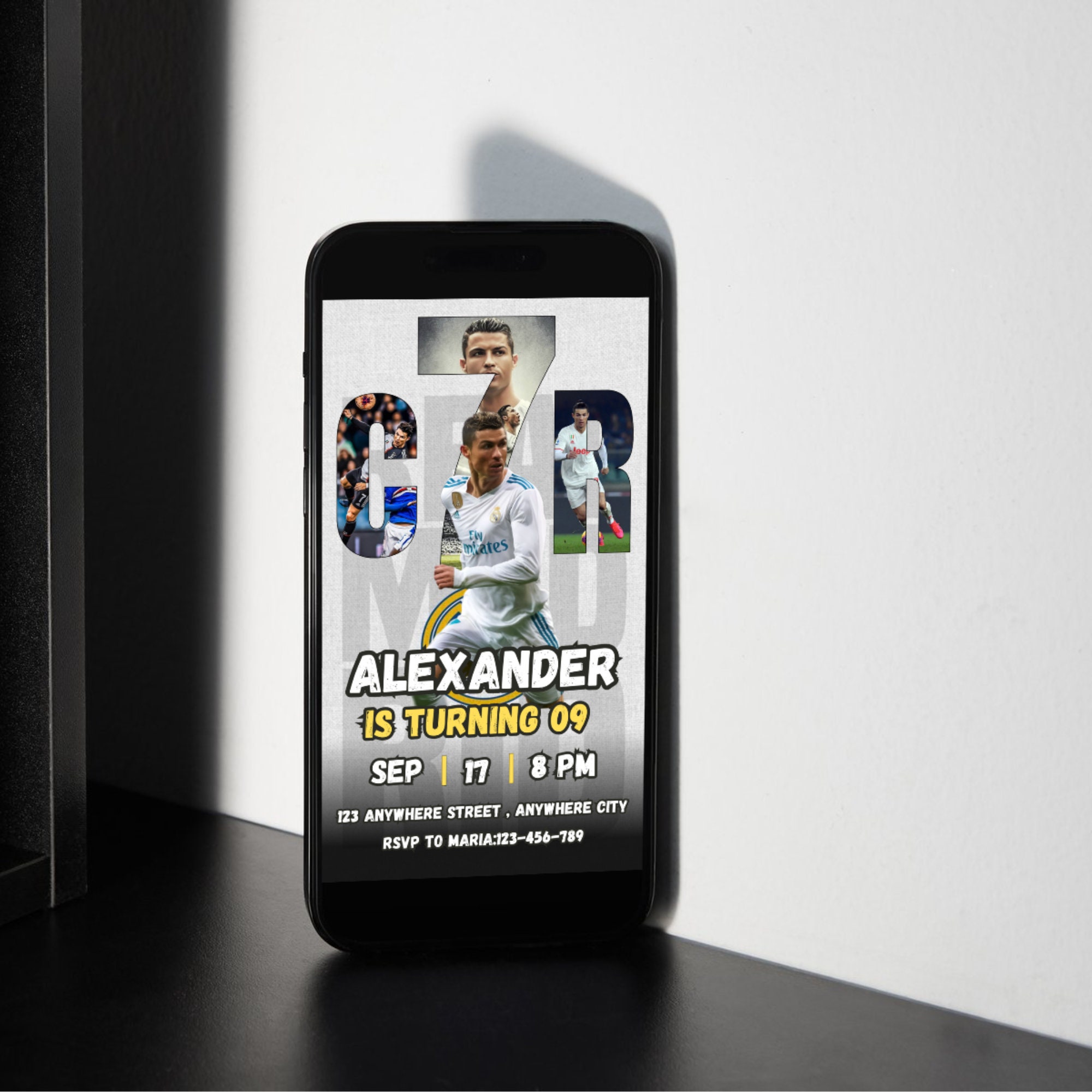 Cristiano Ronaldo Birthday Invitation, Birthday Card, CR7 Invitation ...