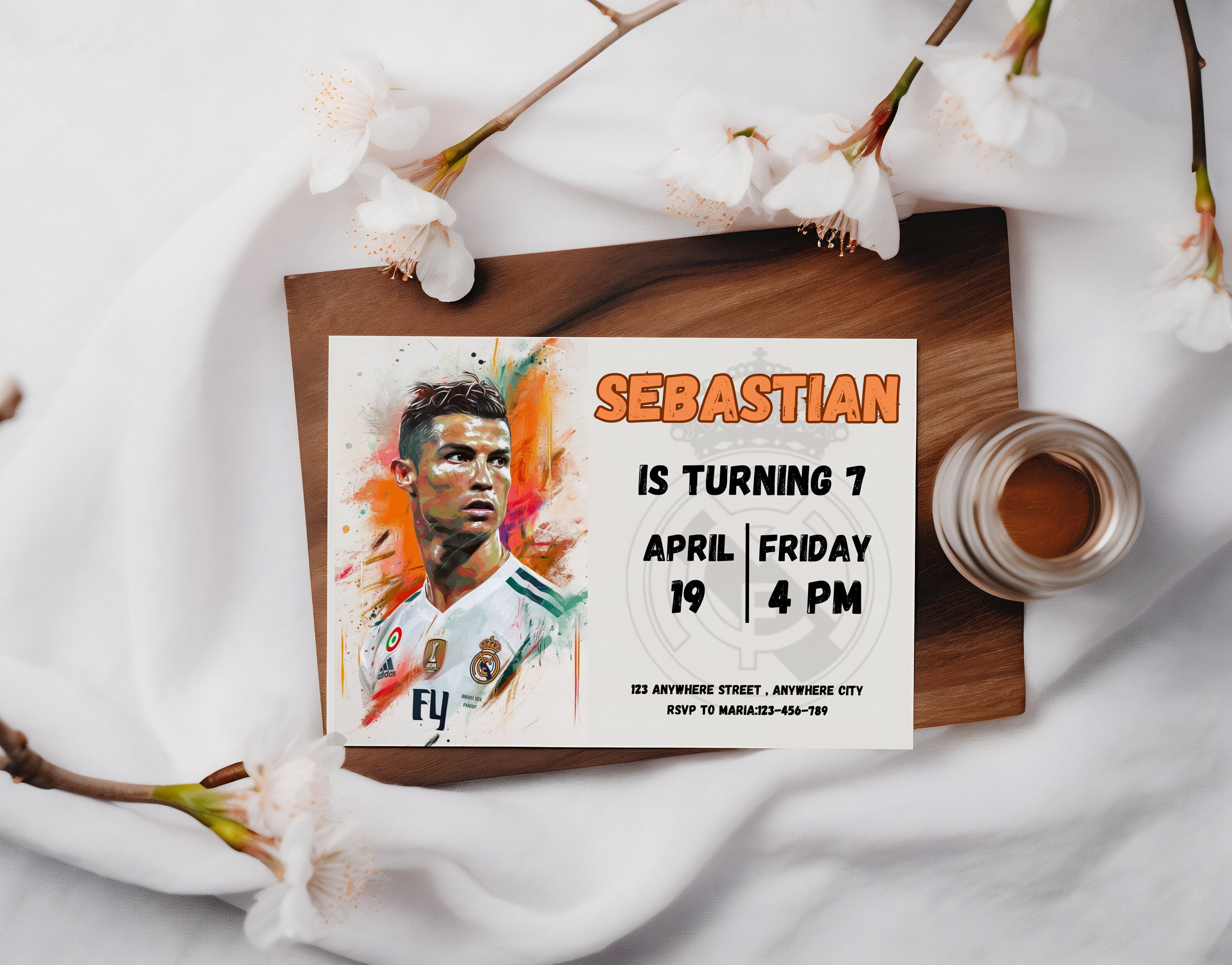 Cristiano Ronaldo Invitation, CR7 Birthday, Sports Invitation, Birthday ...