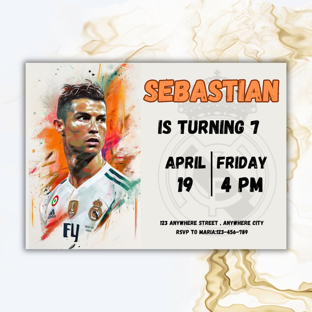 Cristiano Ronaldo Invitation, CR7 Birthday, Sports Invitation, Birthday ...