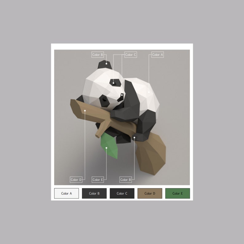 Papercraft Panda, 3D Paper Sculpture Panda, Paper Bear, DIY Papercraft ...