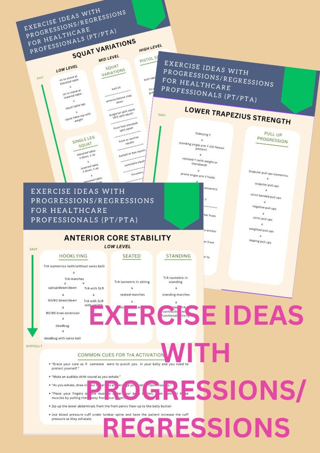 Exercise Ideas With Progressions/regressions for PT/PTA - Etsy