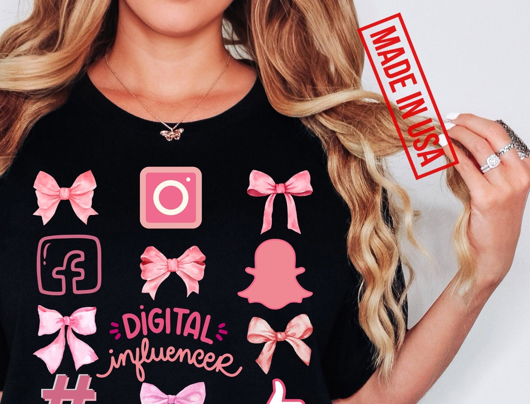 Cute Digital Influencer Pink Bow Shirt, Coquette Shirt, Trendy Ribbon ...