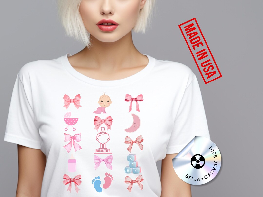 Babysitter Pink Bow Shirt, Coquette Tshirt, Trendy Ribbon Crewneck ...