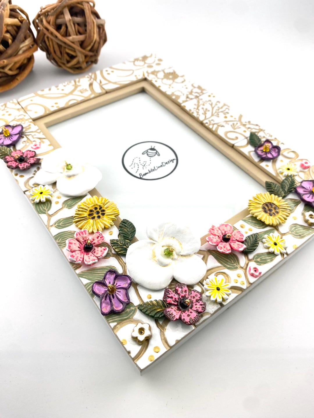 Handcrafted Floral Clay Mosaic Tile Picture Frame for 4x6 Photo - Etsy