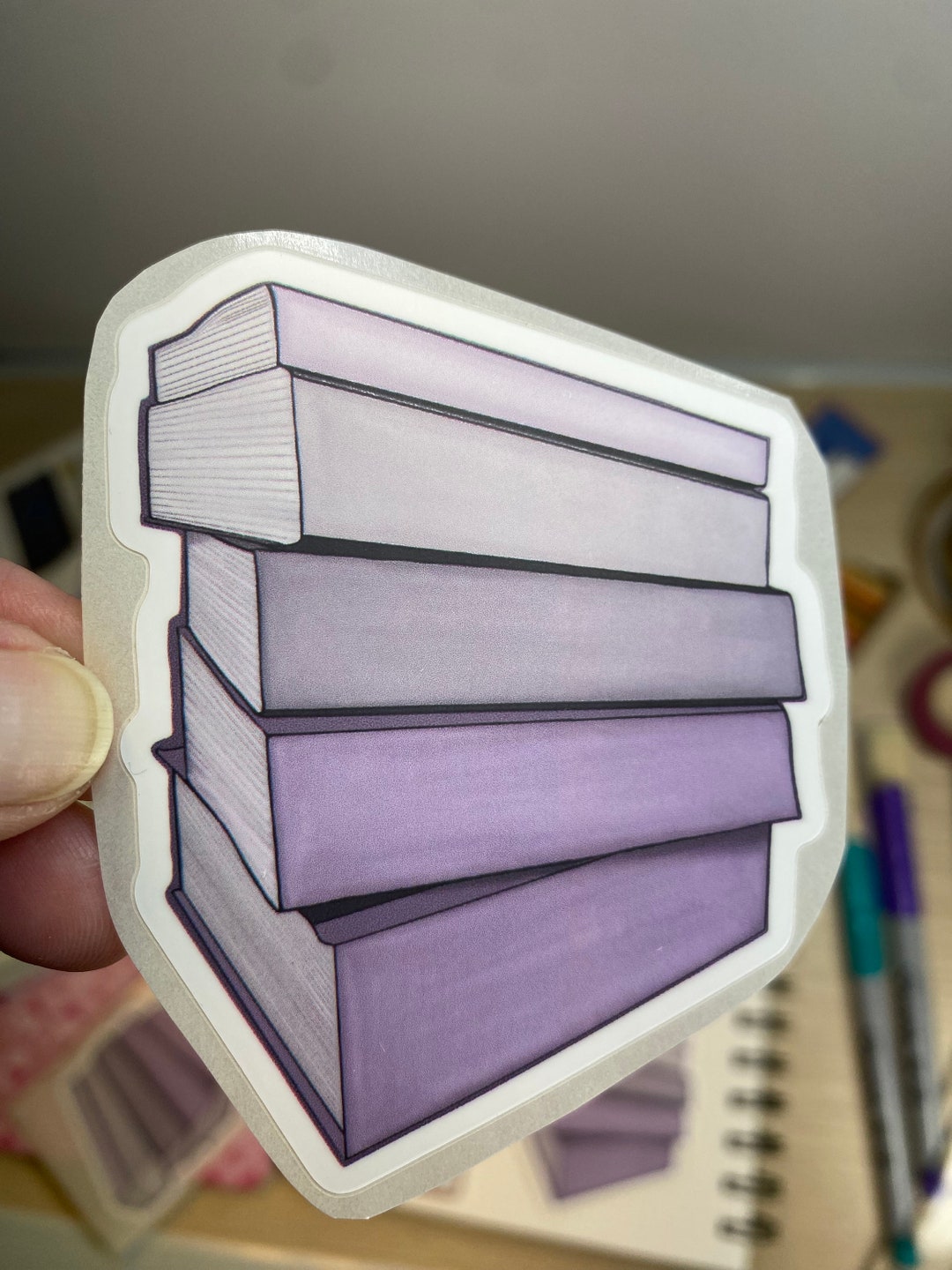 Lavender Purple Book Stack Tracker Sticker for Reading Journal or ...