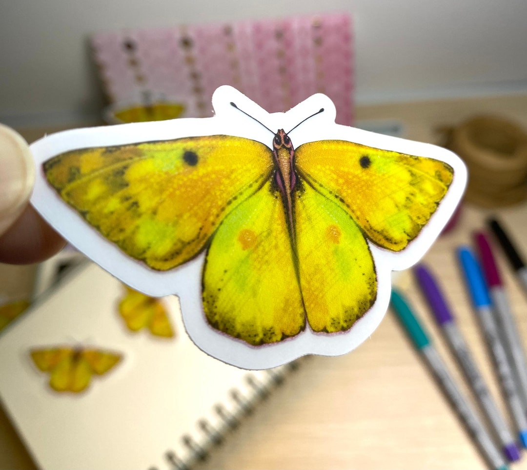Yellow Butterfly Clear Vinyl Sticker: Waterproof Laptop Decal - Etsy