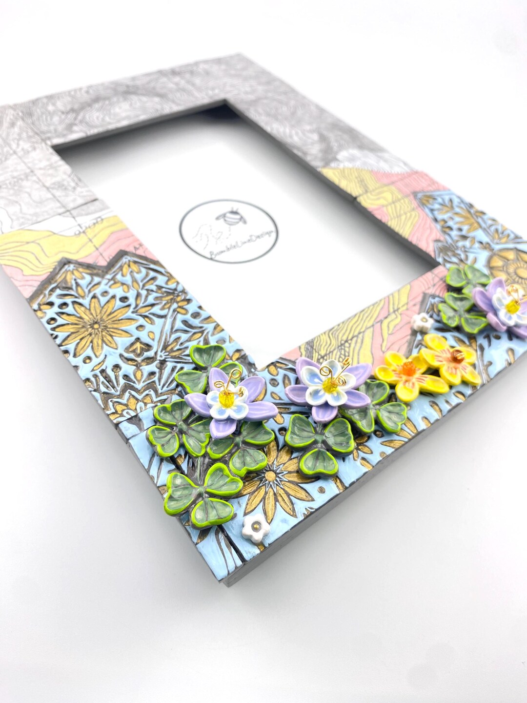 Columbine/wildflowers/mountain/compass Topographical Map Handcrafted ...