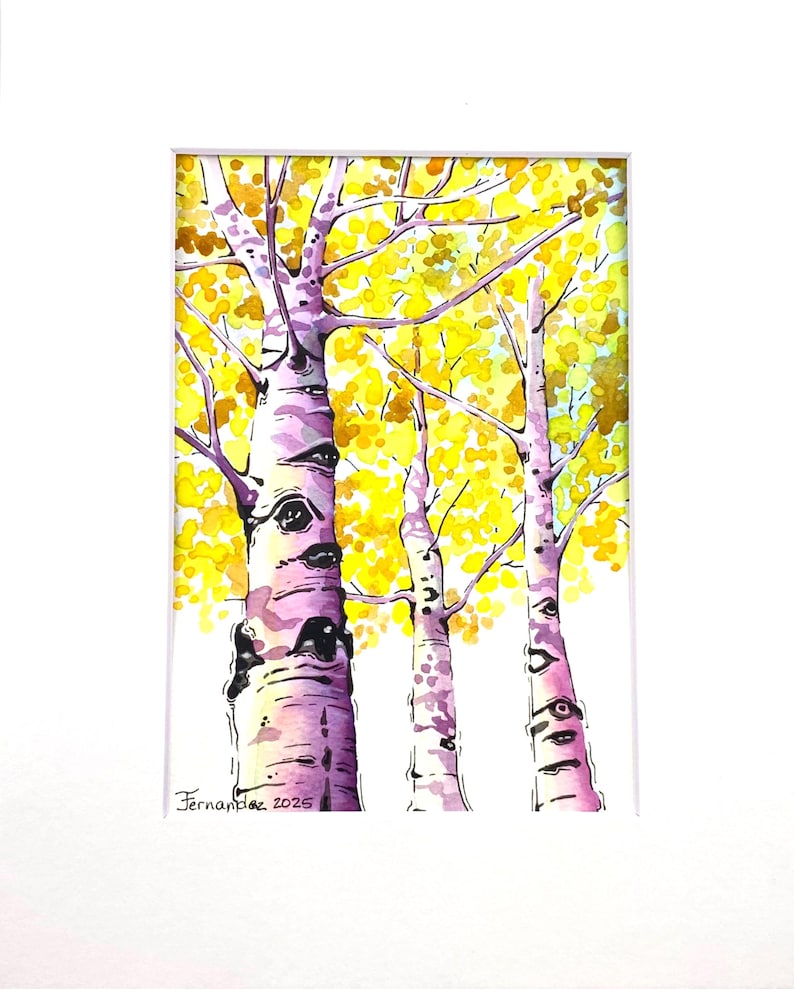 Original Watercolor Aspen Tree Paintings: Colorado Fall Landscape, 5x7 ...