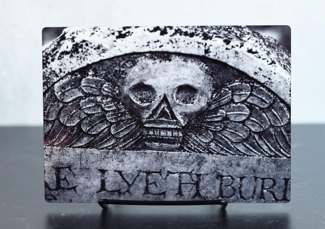 Skull Headstone Metal Art Print - Etsy