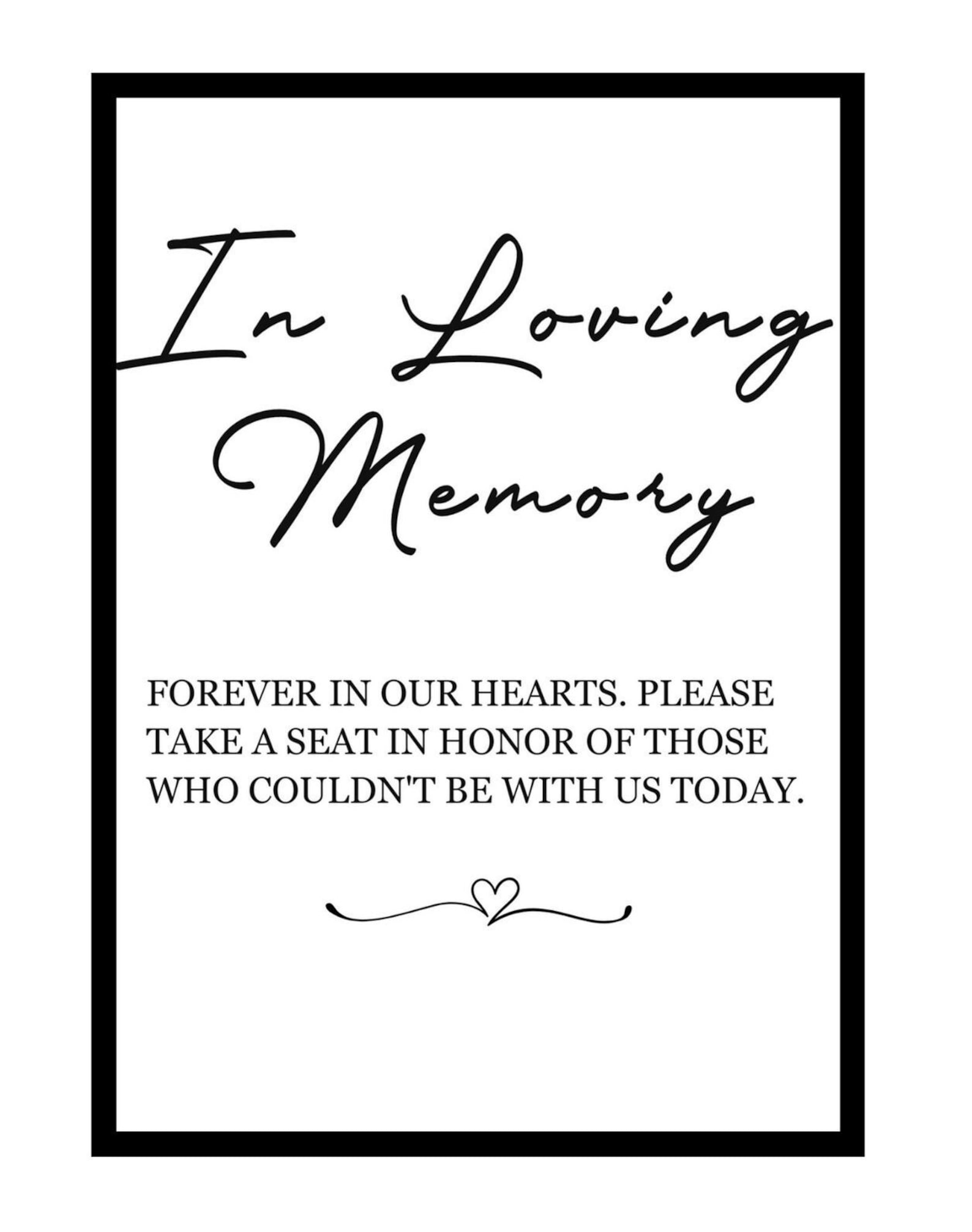 In Loving Memory Sign Printable Wedding Sign Digital Download ...