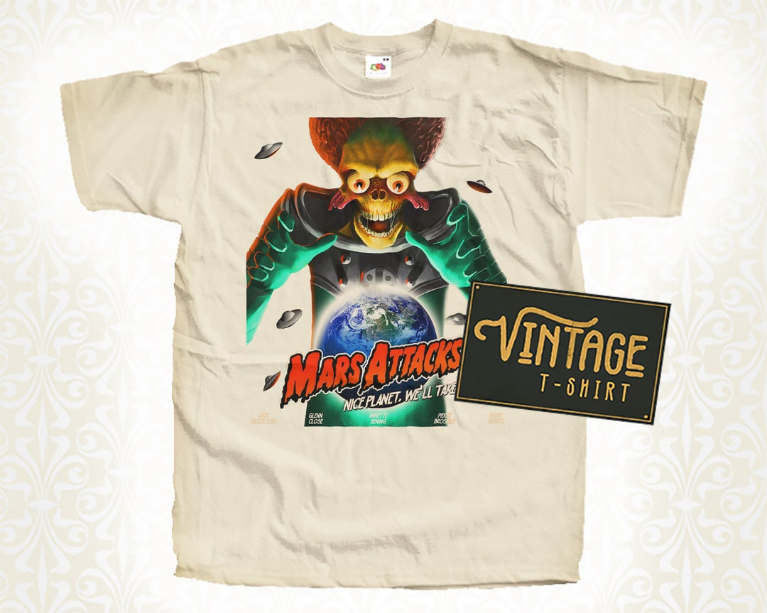Mars Attacks! V8 Tshirt Vintage Natural Color Men's Tshirt DTG Digital ...