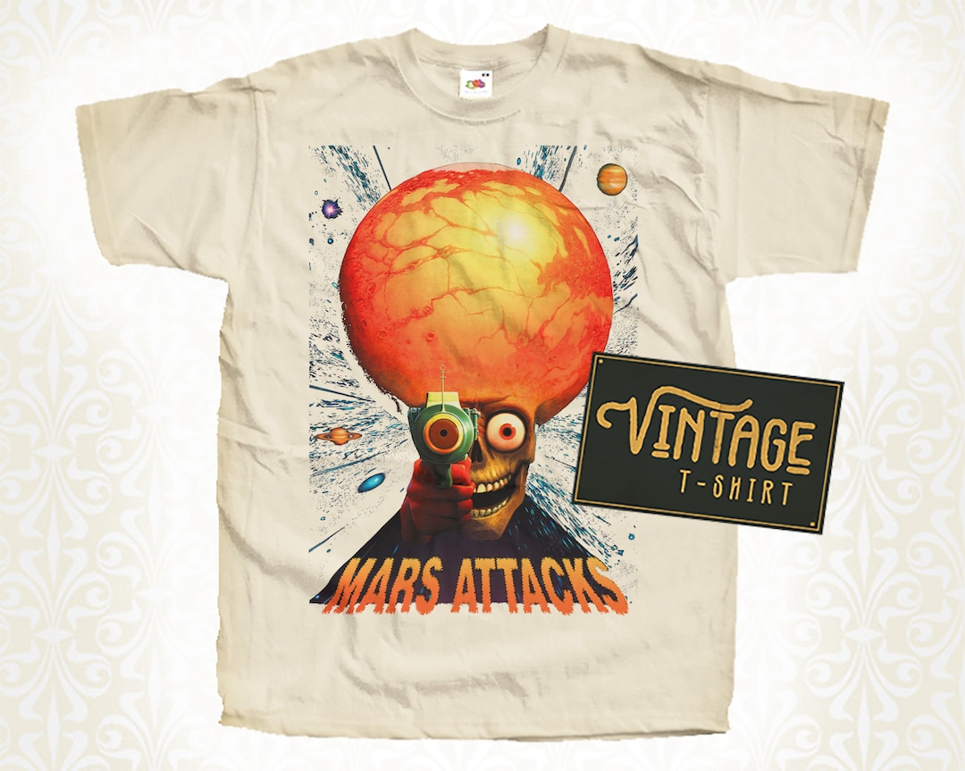 Mars Attacks! V3 Tshirt Vintage Natural Color Men's Tshirt DTG Digital ...