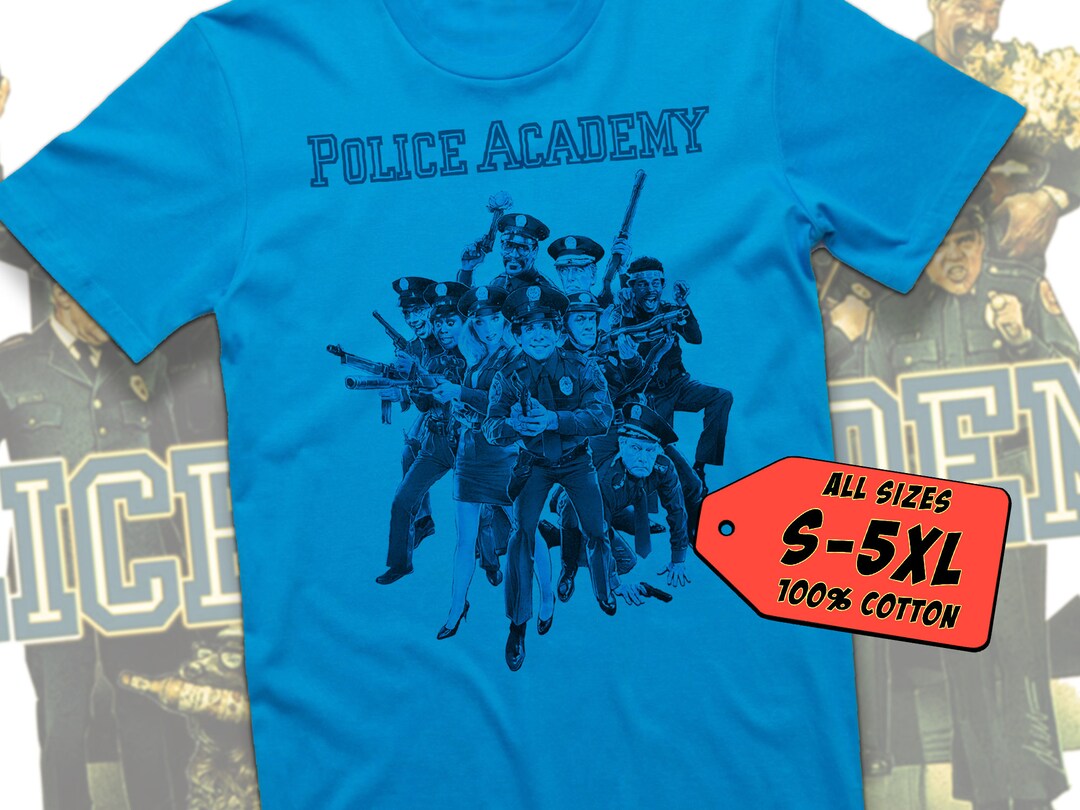 Police Academy V4 Tshirt Vintage Azure Color Tshirt DTG Digital Print ...