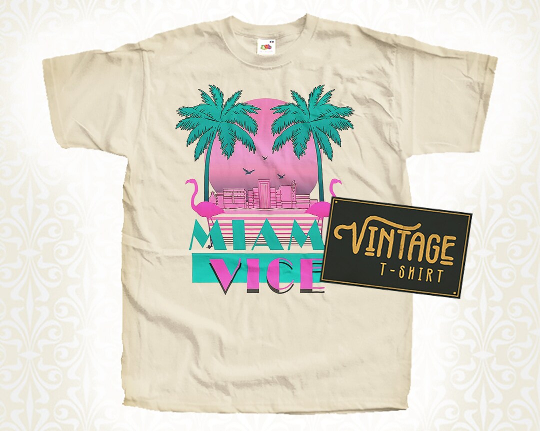 Miami Vice V19 Tshirt Vintage Natural Color Men's Tshirt DTG Digital ...