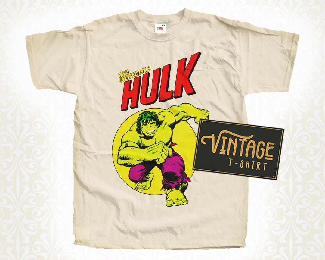 The Incredible Hulk V1 - Tshirt Vintage Natural Color Men's Tshirt DTG ...