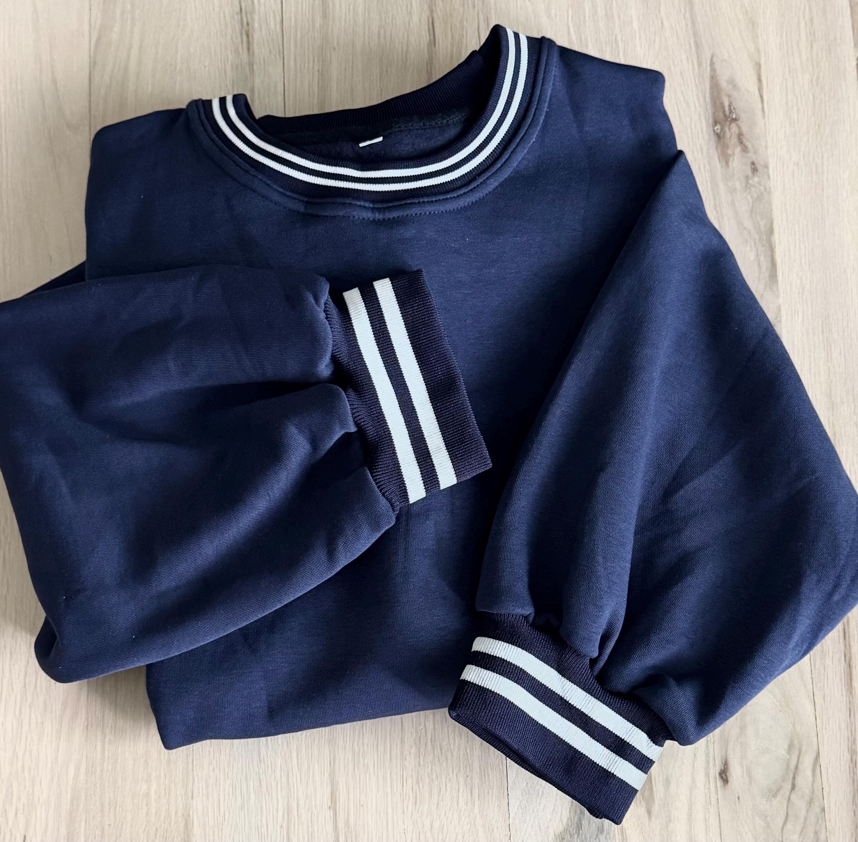 Blank Oversized Crewneck Sweatshirt: Varsity Trim, DIY Embroidery and ...