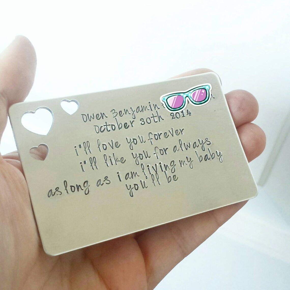 Wallet Insert Personalized Hand Stamped Wallet Insert Custom Quote ...