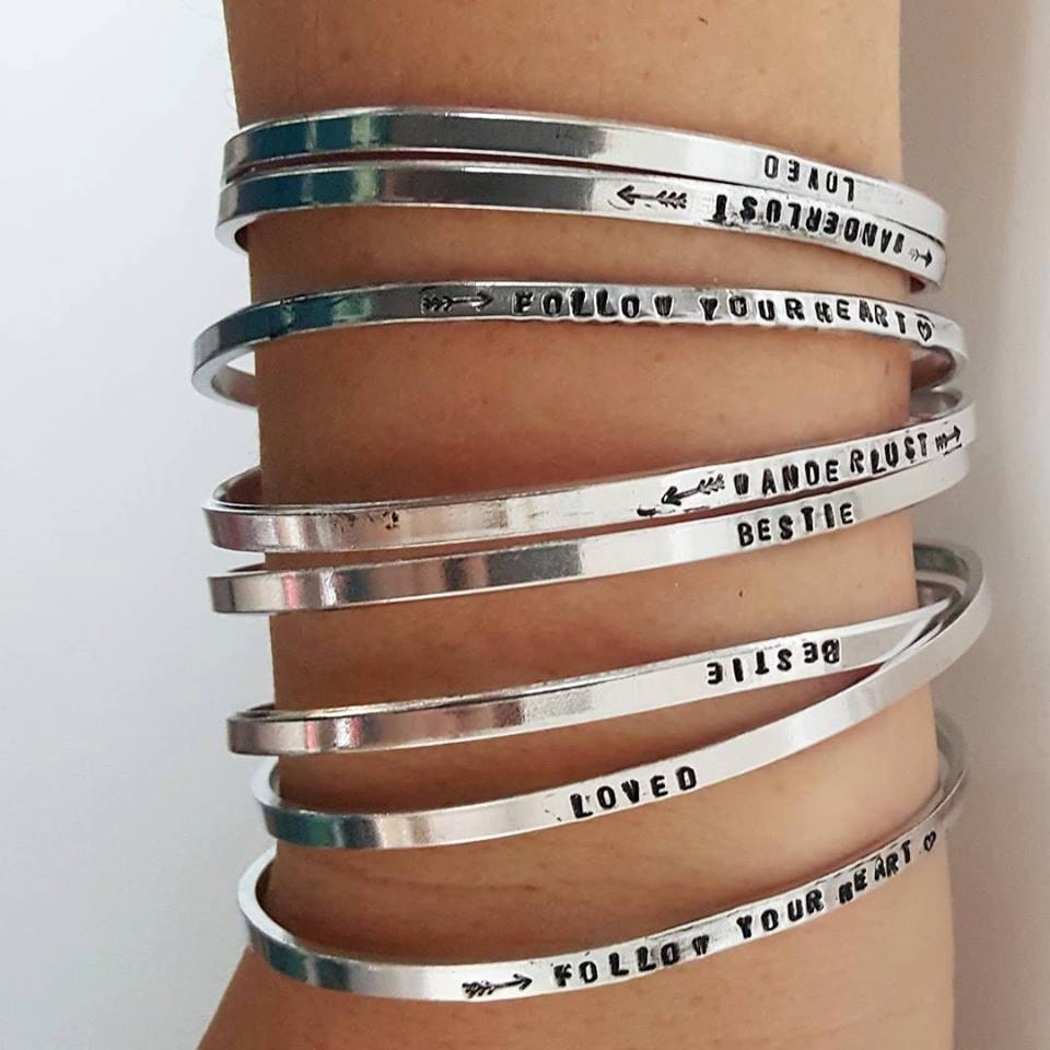 Personalized Cuff Bracelet Handstamped Custom Bracelet Best Friend Gift ...