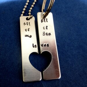 All of Me Loves All of You His and Hers Personalized Keychain or Necklace - Couple -2 Pieces ...