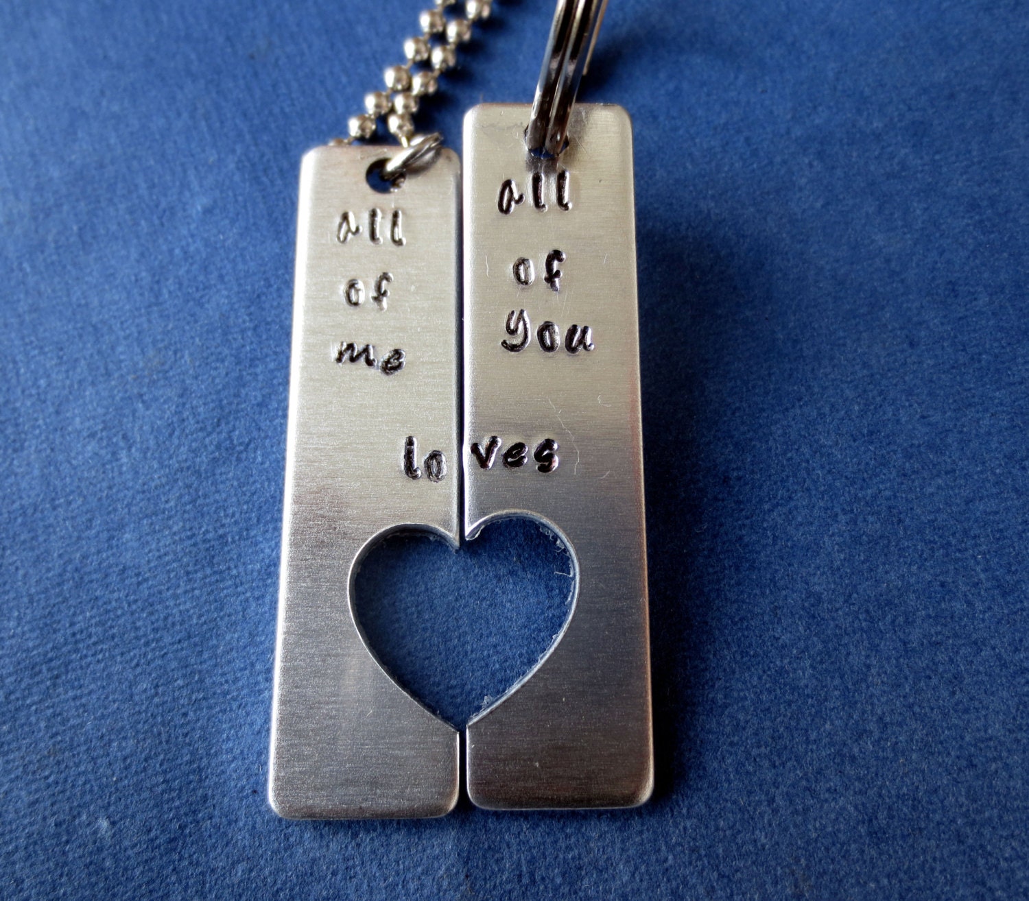 All of Me Loves All of You His and Hers Personalized Keychain or Necklace - Couple -2 Pieces ...