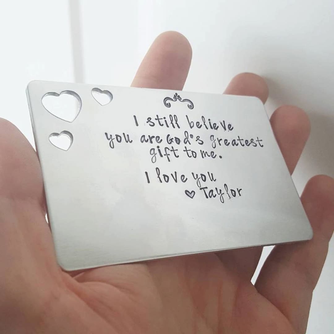 Wallet Insert Personalized Hand Stamped Wallet Insert Custom Quote ...
