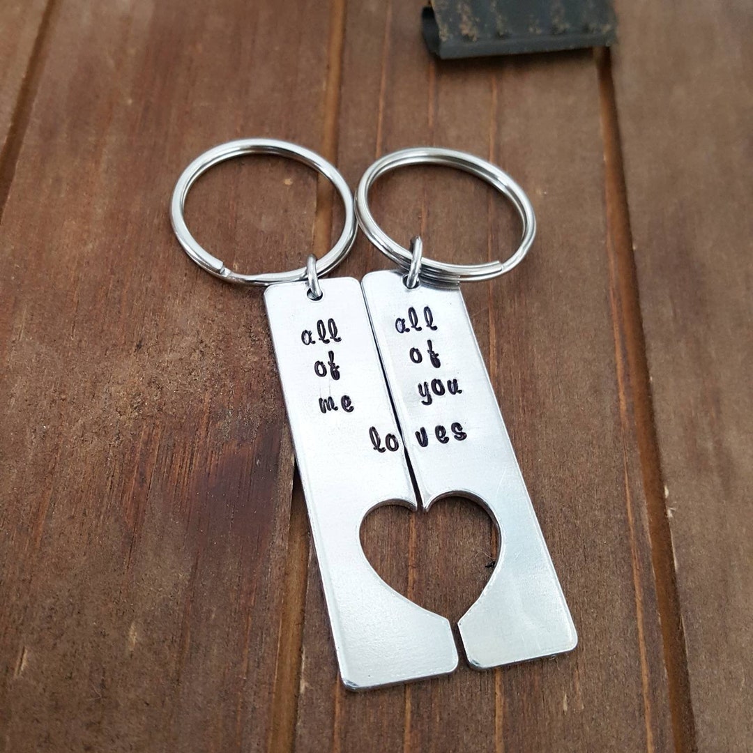 All of Me Loves All of You His and Hers Personalized Keychain or Necklace - Couple -2 Pieces ...