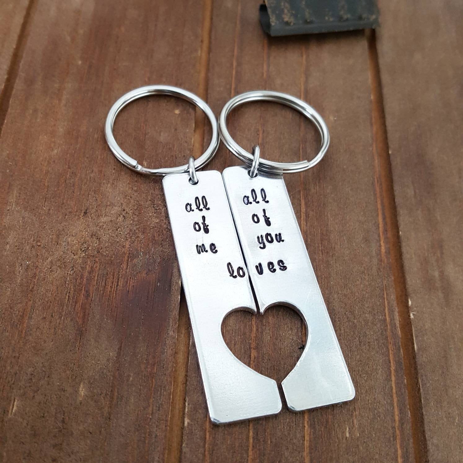 all of me loves all of you His and Hers Personalized Keychain | Etsy