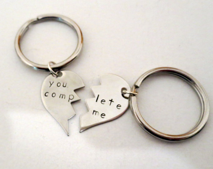 His and Hers Personalized Broken Heart Keychain Best Friend Couple 2 ...