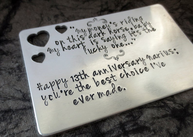 Wallet Insert Personalized Hand Stamped Wallet Insert Custom Quote ...