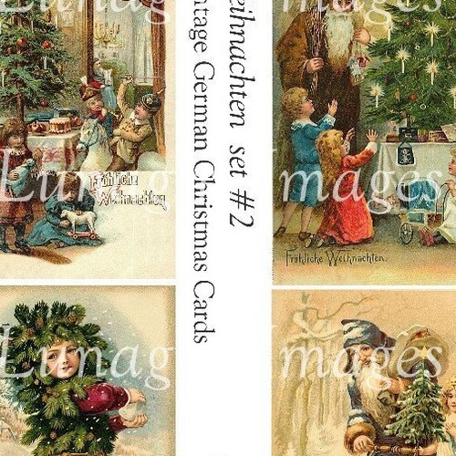 Vintage GERMAN CHRISTMAS Cards Digital Collage Sheet - Etsy