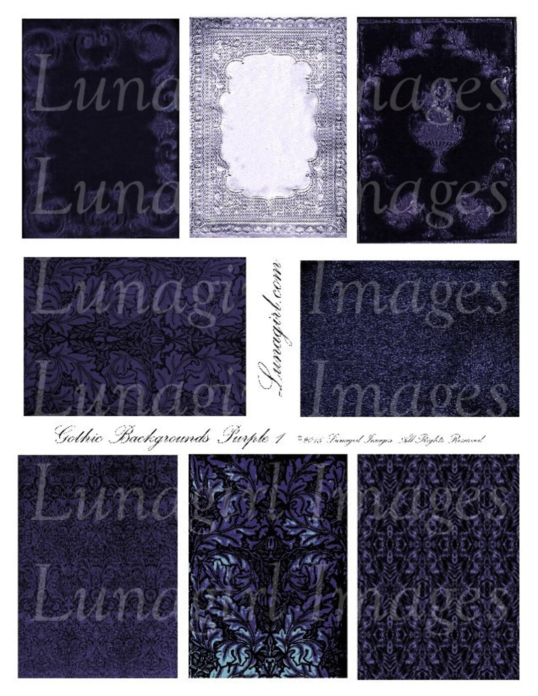 PURPLE GOTHIC BACKGROUNDS Digital Collage Sheet, Steampunk Victorian ...