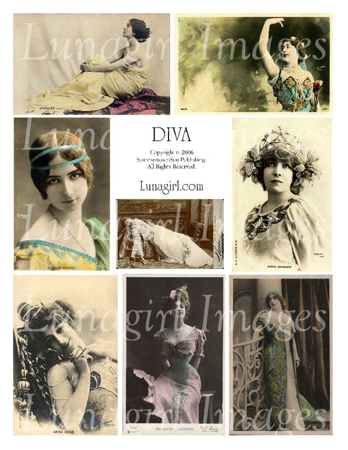 DIVA Digital Collage Sheet VINTAGE WOMEN Images Photos Actresses ...
