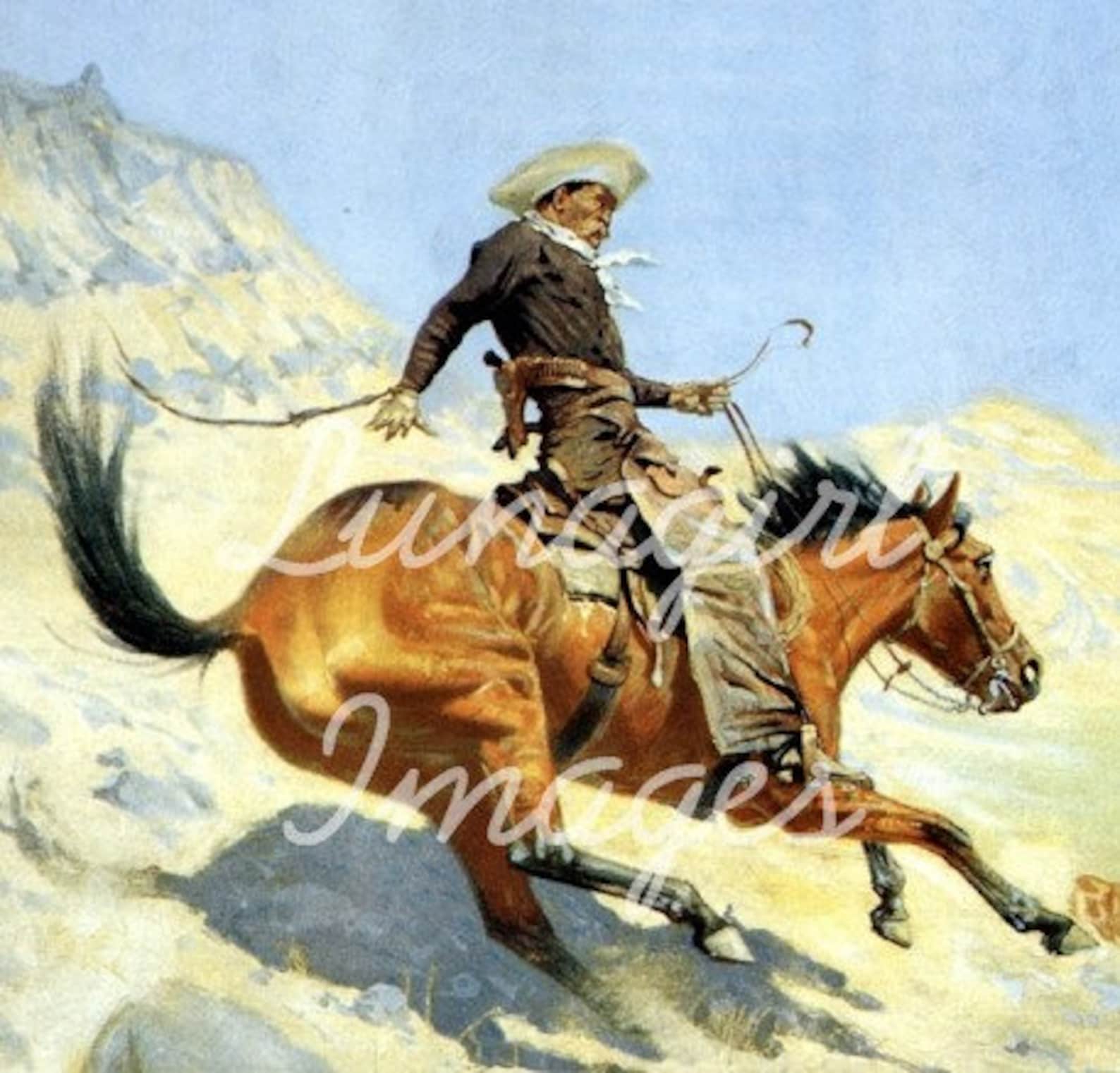 450 Images, AMERICAN WESTERN ART, Vintage Paintings Drawings Cowboys ...