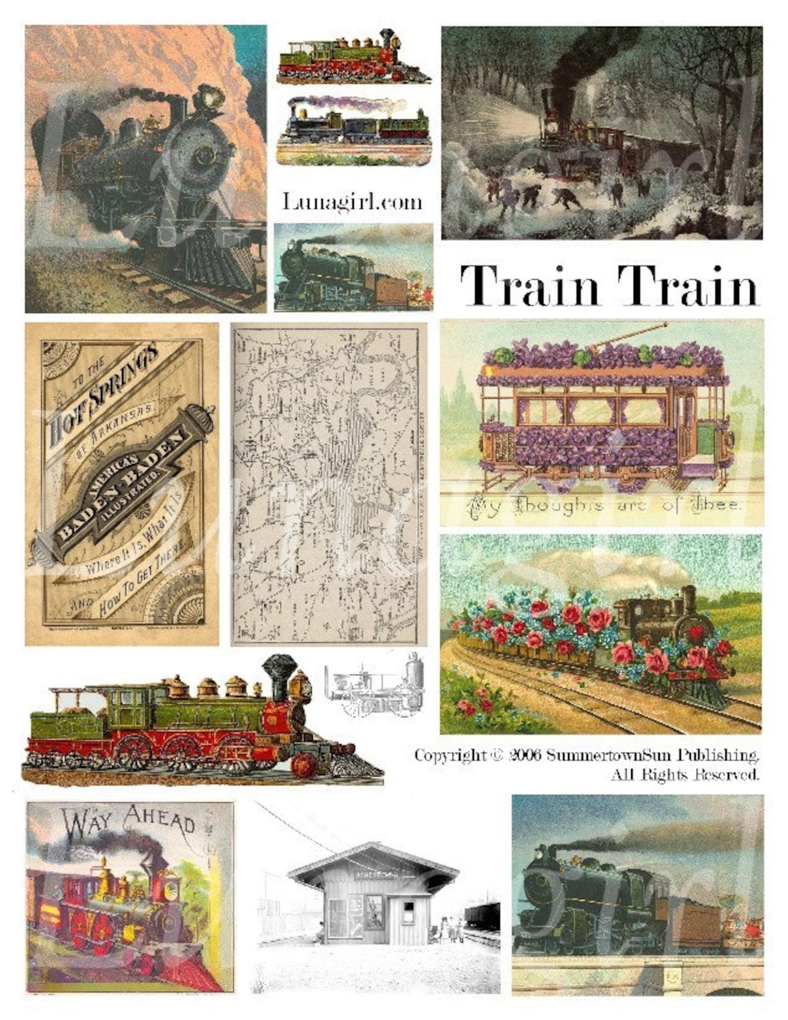 VINTAGE TRAINS Digital Collage Sheet Antique Steam Engines | Etsy