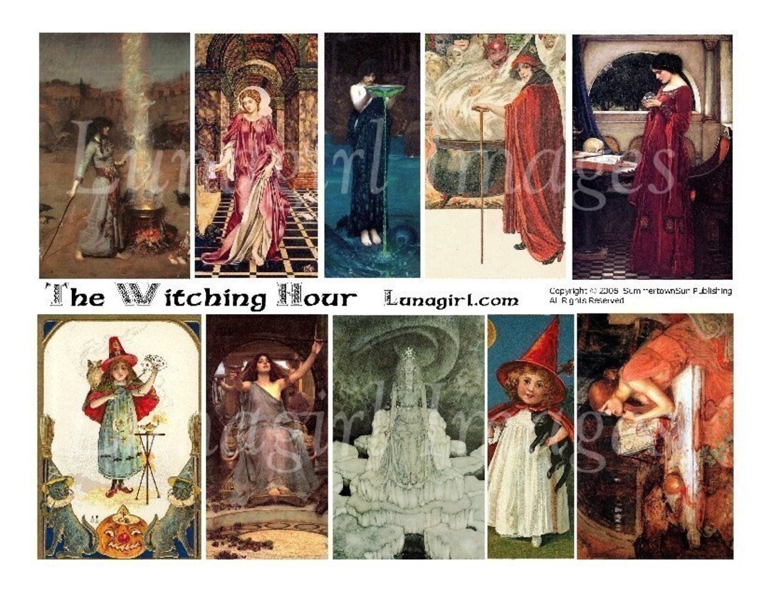 WITCHING HOUR Digital Collage Sheet Magical Gothic Women Girls Witches ...